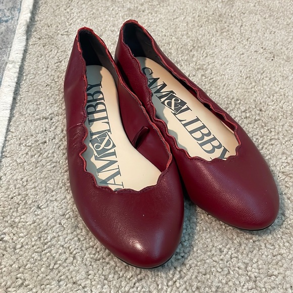 Sam & Libby | Shoes | Sam Libby Scalloped Maroon Flats Size 8 | Poshmark